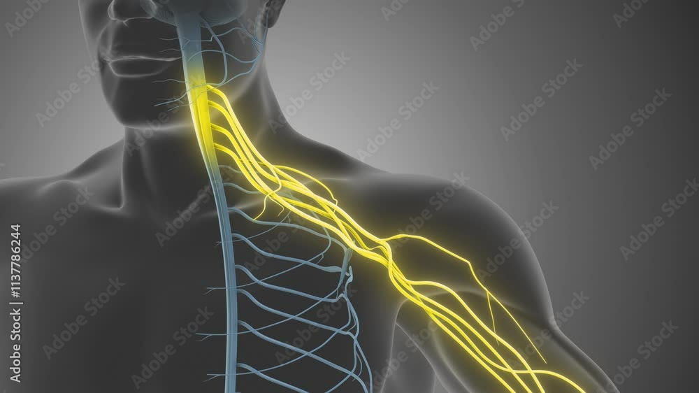 Brachial Plexus Shoulder Nerve Pathways and Structure Overview Stock ...