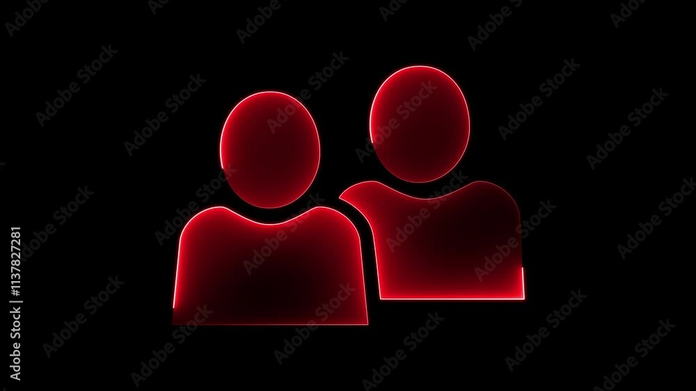 the Group people man icon glowing animation. Family icon in flat style ...