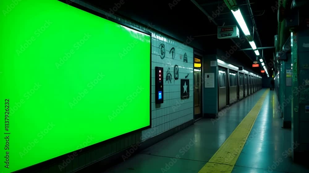 Subway Station Billboard with Green Screen Display Mockup for ...