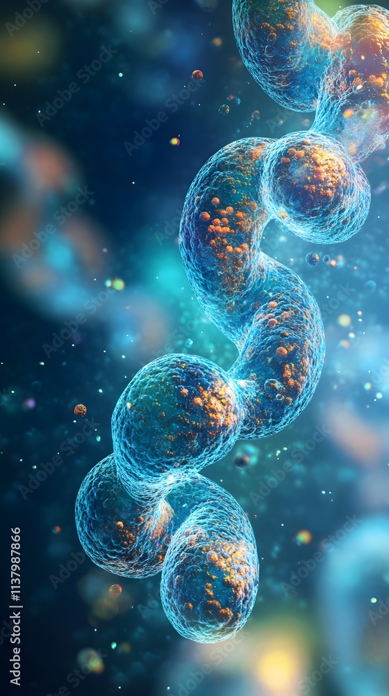 Photo & Art Print Complex bacteria chain in a microscopic view., Galaxyd