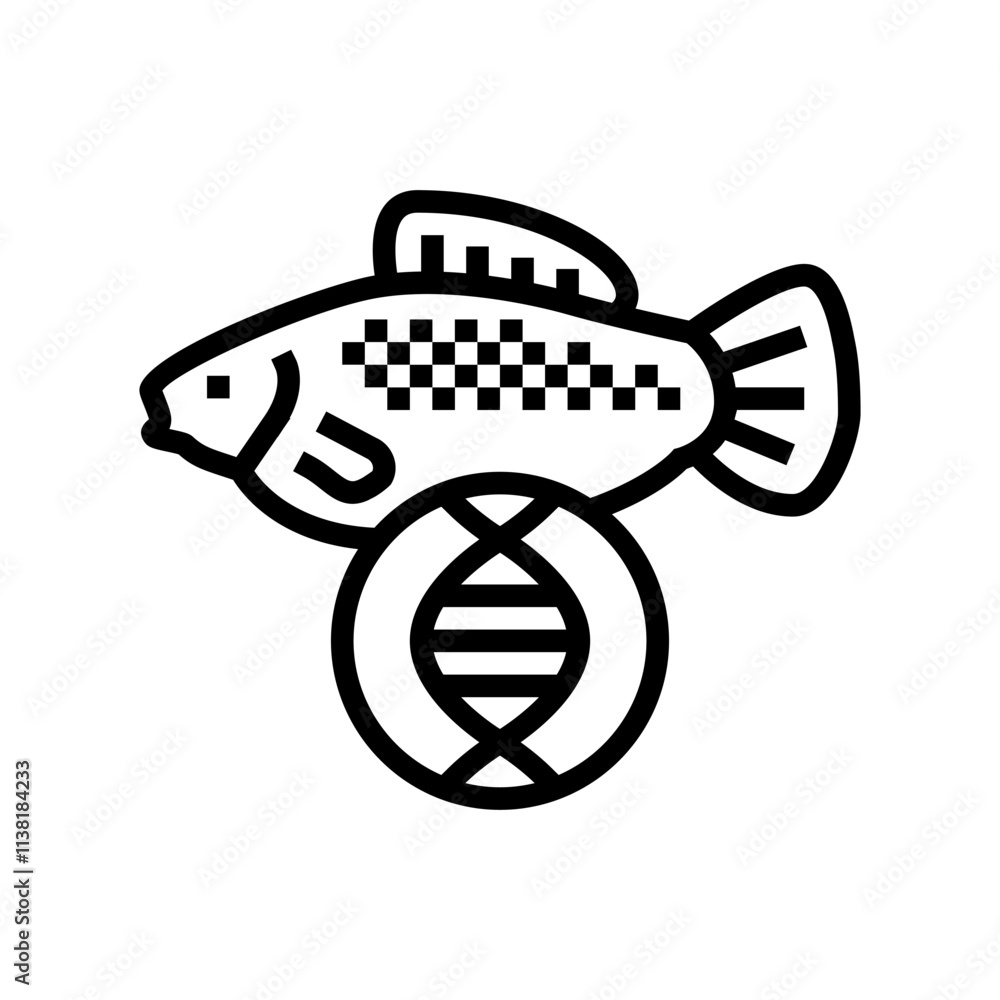 fish with dna genetic engineering line icon vector. fish with dna ...