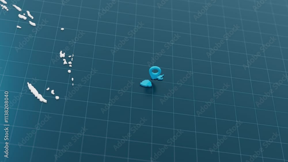 Blue Fiji 3d map with pointer pin surrounded with other countries in ...