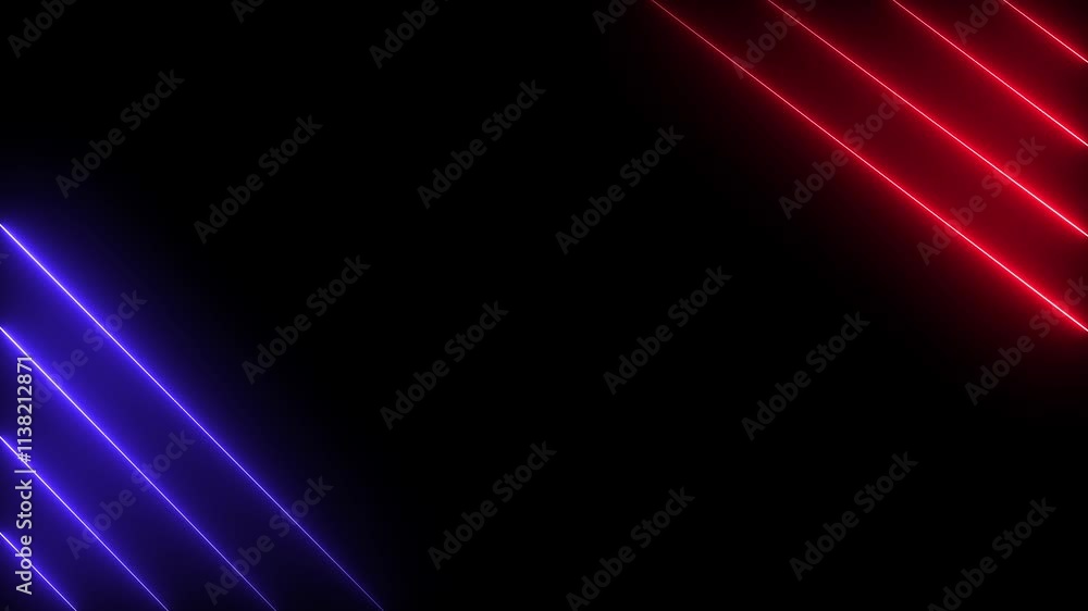 Abstract blue neon lights animated on a dark background. abstract neon ...