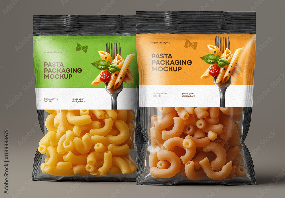 Realistic Pasta Packaging Mockup with Transparent Front View – Perfect ...