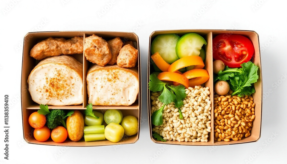 PNG ULTRA HD 8K Diet Box – Balanced Meal with Fresh Ingredients Divided ...