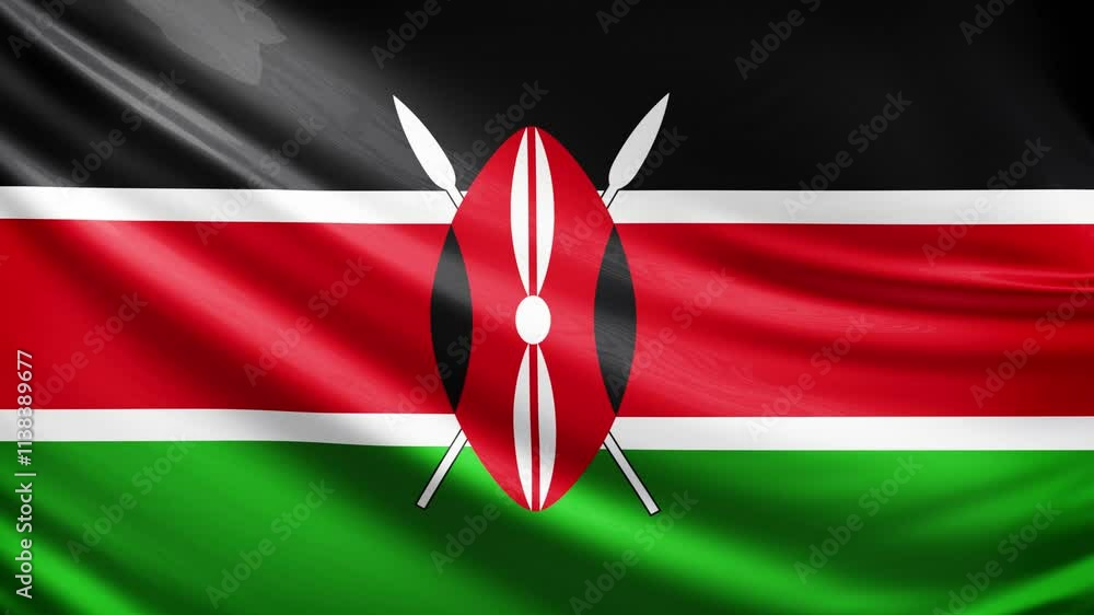 Kenya flag video, close-up shot of symbol of kenyan nation, africa ...