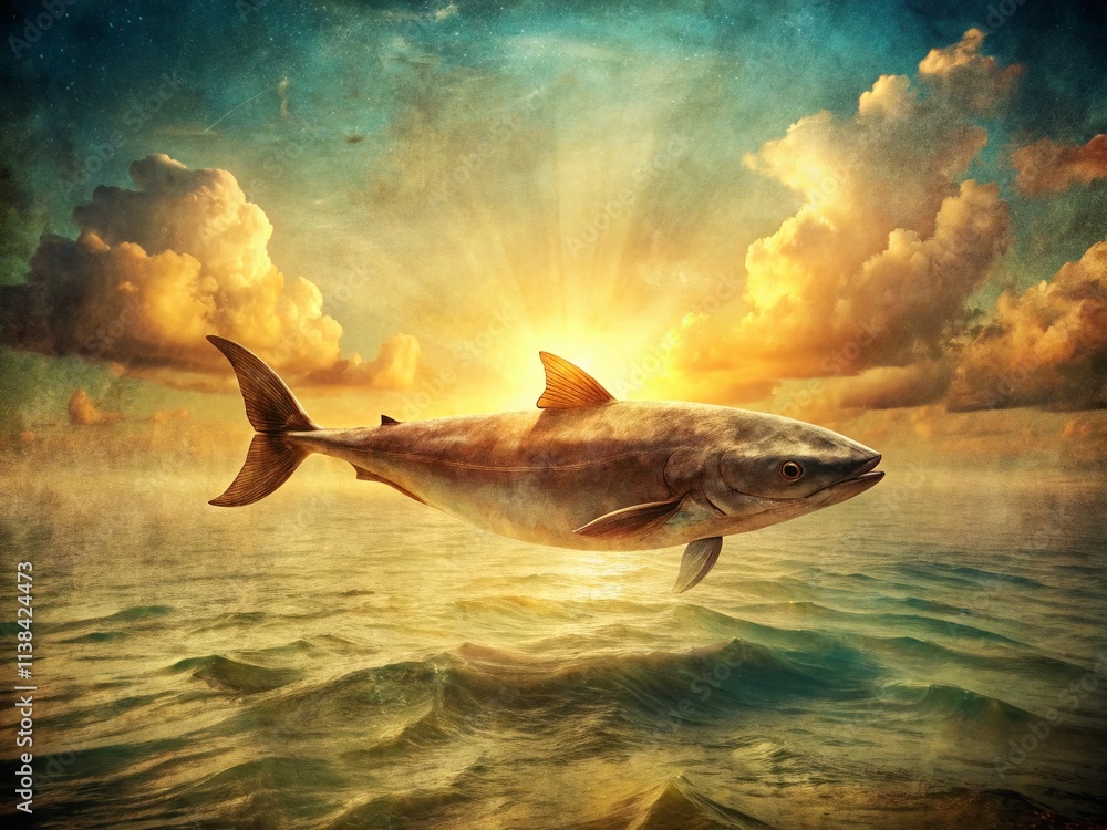 Vintage Whale Catfish Photography: Retro Ocean Wildlife, Surreal Sea ...