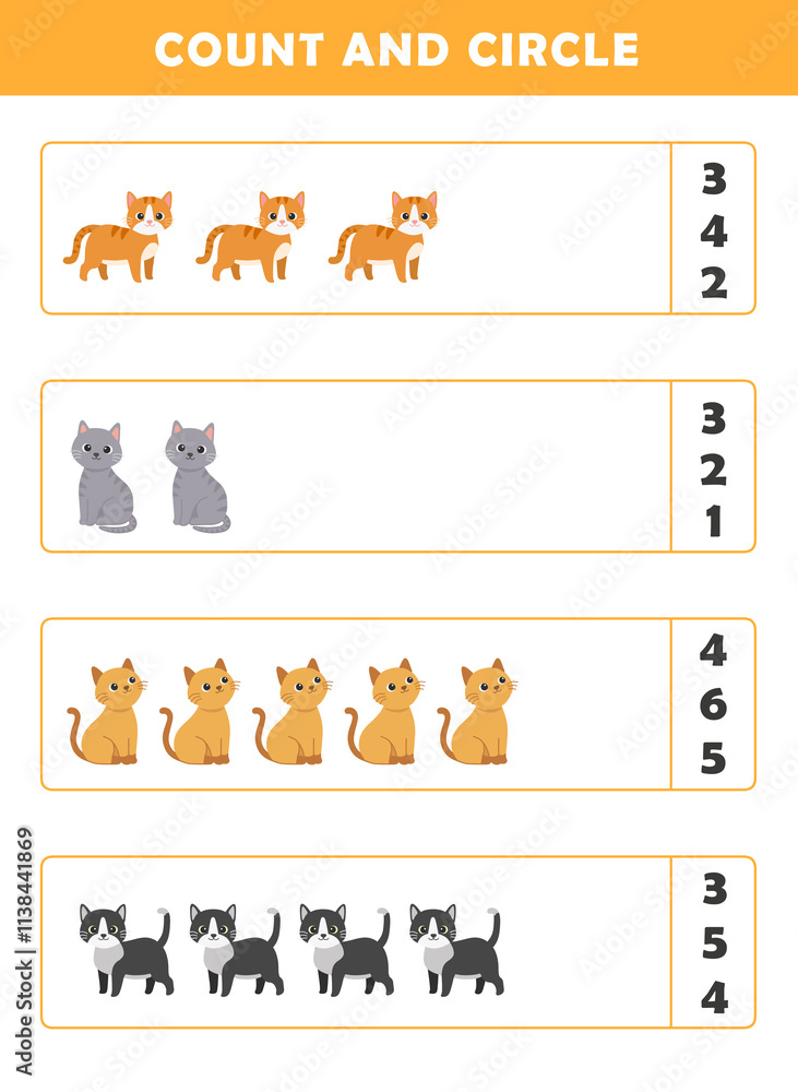 Count and circle the correct number. Counting educational children game ...