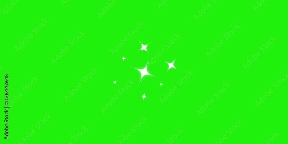 Twinkling stars animation, white cartoon, flat, vector, doodles style stars blinking, glitter on ...