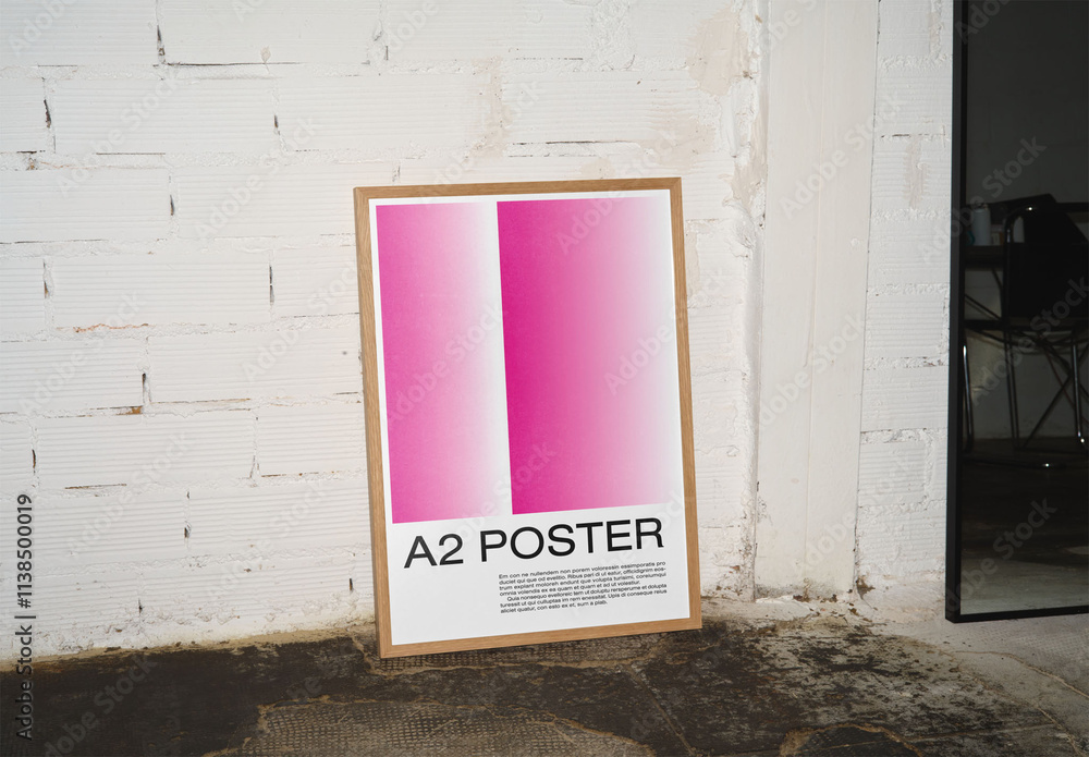 Mockup Of Vertical Customizable Poster By Wall, Flash Stock Template ...