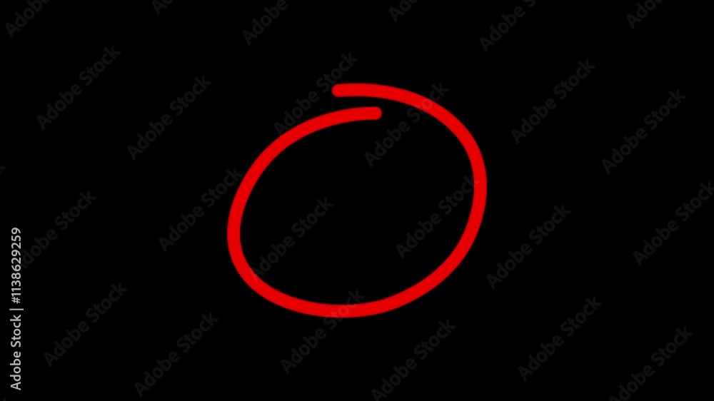 Animated Hand Drawn circle. circle shape frame red color glowing neon ...