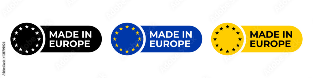 Made in Europe label. Made in Europe product emblem, sign, symbol ...