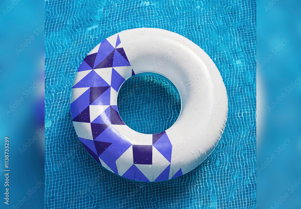 Donut Swim Life Ring Buoy Floating in Swimming Pool Mockup 03 Stock ...