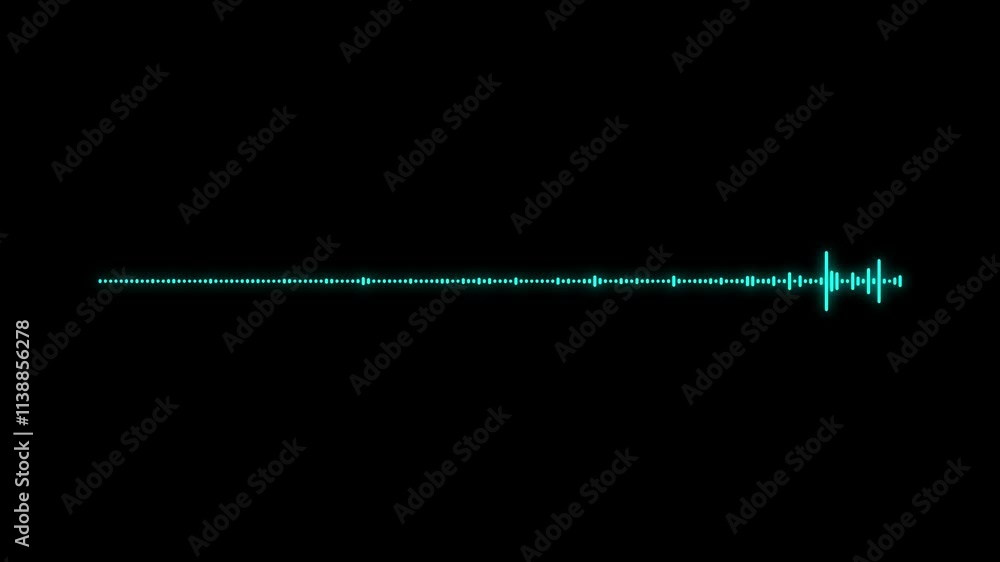 Cyan color audio waveform spectrum animation, 4k Audio equalizer on ...