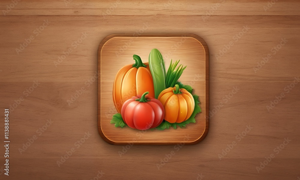 Farm game icon. Vegetable and bag ui item vector. Supermarket grocery ...