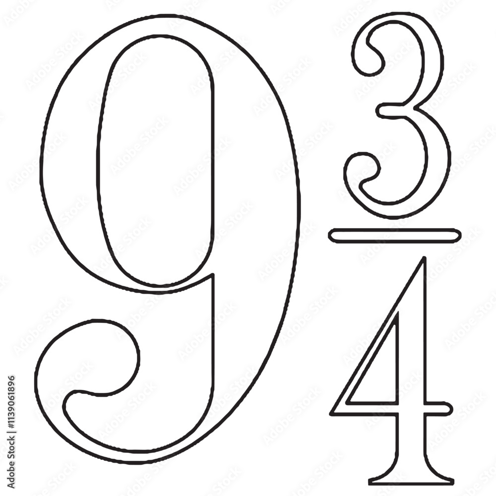 Coloring book. Vector drawing with paints, platform number nine and ...