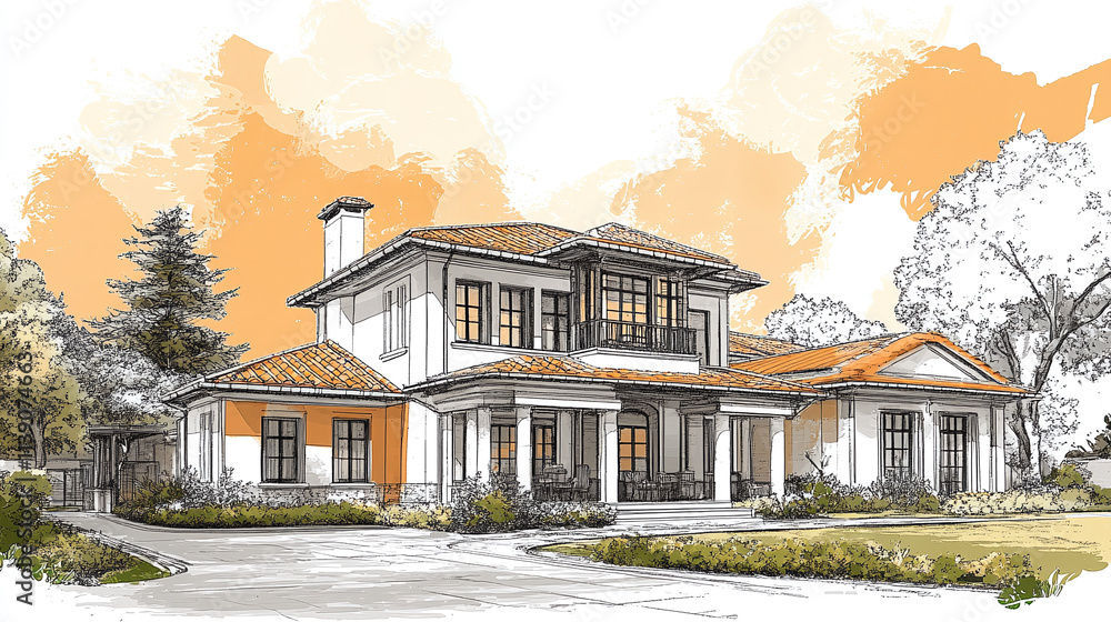 Old house building architecture in vintage village illustration ...