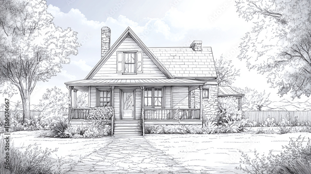 Old house building architecture in vintage village illustration ...