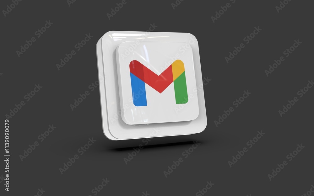 New Google gmail app logo style 3d, render icon design social media ...