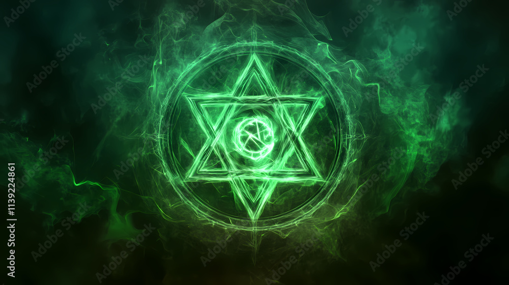 Green agic spell or energetic arcane magical enchanted sigil as png ...