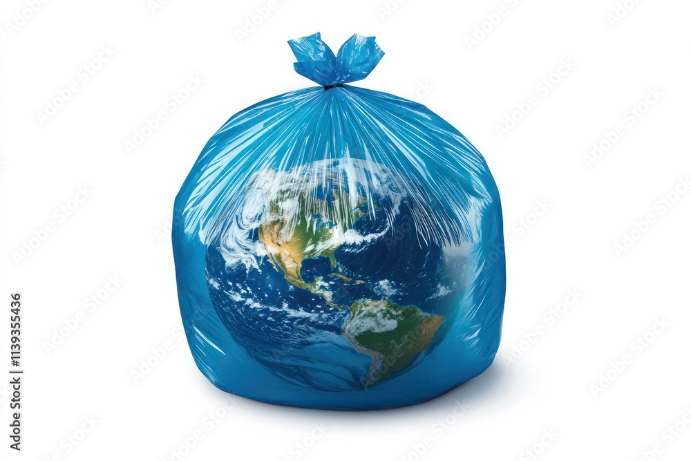 Suffocating capture. Planet Earth, represented by a globe, is trapped ...