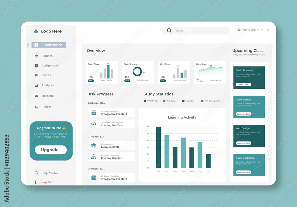 Education Dashboard Design Template Stock Template | Adobe Stock