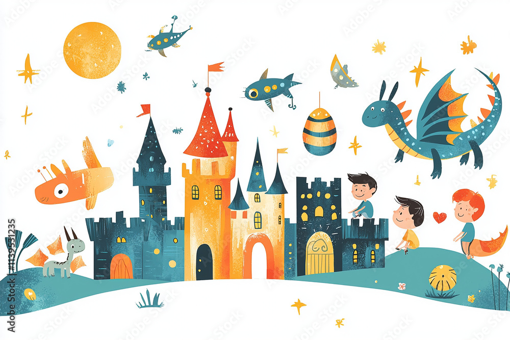 Clip art depicting kids in an animated cartoon- creating a fictional ...
