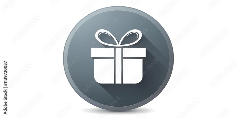 Gray circle gift icon on a white background, perfect for e-commerce and ...