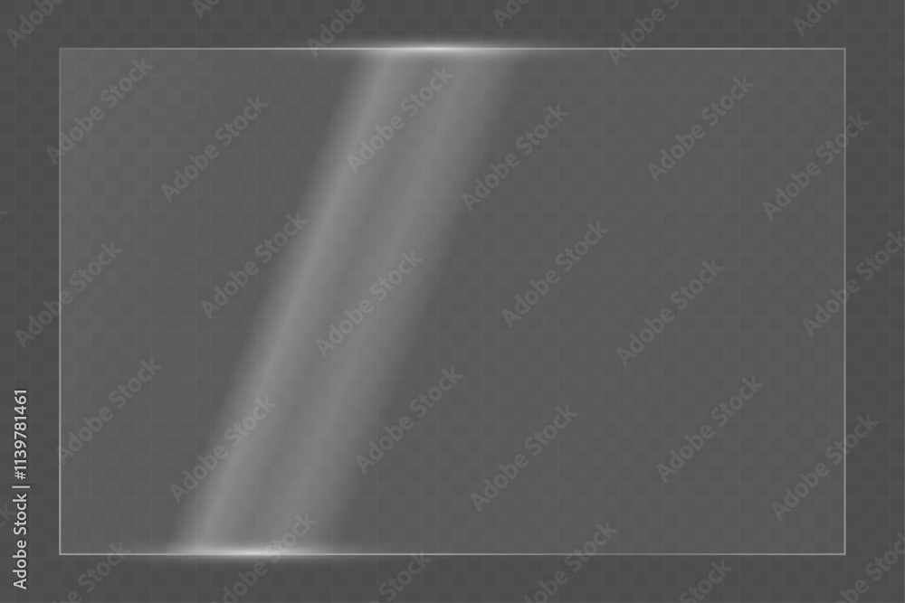 The texture of rectangle glass with glare from sunlight. Light effect ...