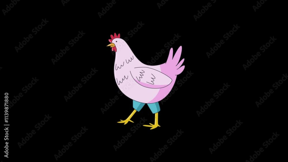 cartoon hen animation. hen icon animation. chicken animation. 4k ...