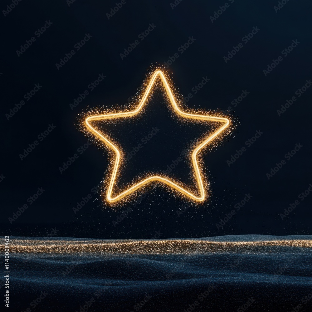 Glowing Star Symbol Closeup Night Sky Digital Art Image Sparkling ...