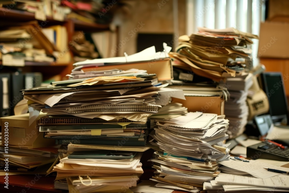 A disorganized desk with a pile of papers labeled "How to Organize Your ...