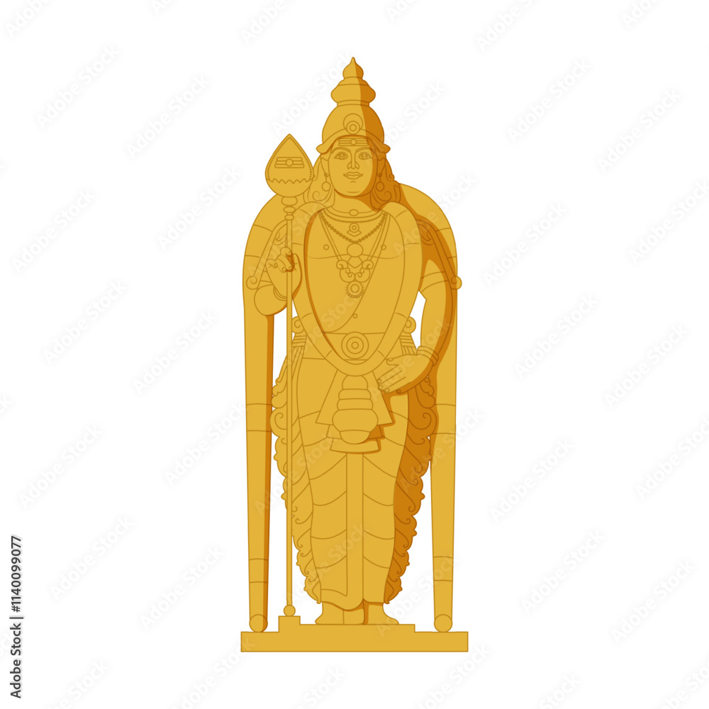 Vector illustration of Lord Murugan statue on transparent background ...