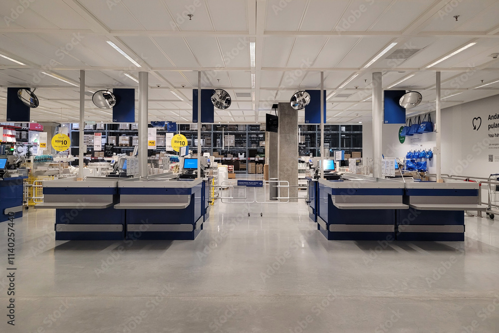 Penang, Malaysia - Dec 10, 2024: Spacious checkout area in IKEA retail ...