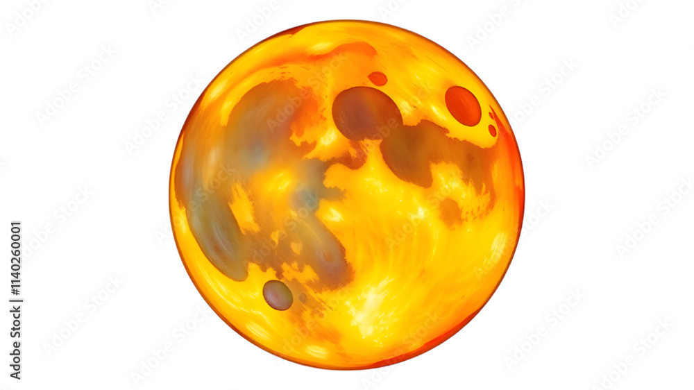 Fiery Celestial Orb: A mesmerizing illustration of a vibrant, orange ...