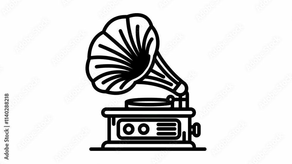 Antique Gramophone Icon, A vintage phonograph used to play records ...