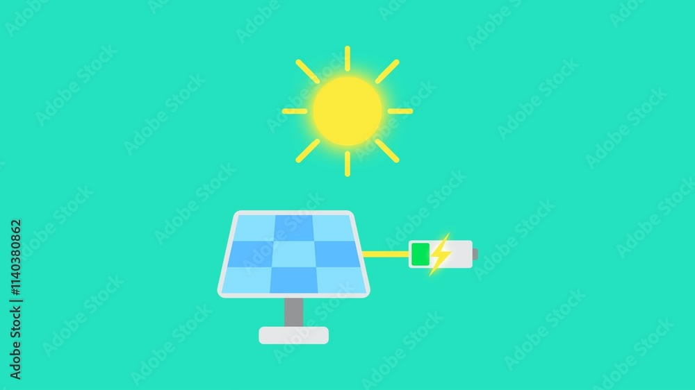 Simple Animation of Solar Panel. Suitable for renewable energy, green ...