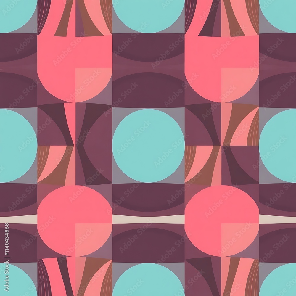 Mid Century Modern Geometric Seamless Pattern: A vibrant and playful ...