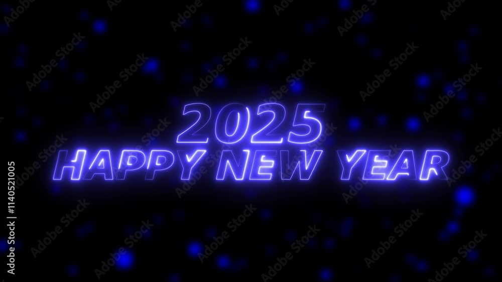 "2025" happy new year animated text, new year 2025, neon numbers.Neon ...