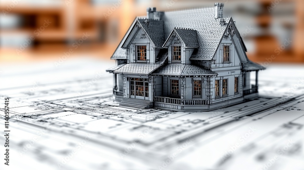 Detailed Architectural Blueprint of a Stunning Home Design. Modern ...