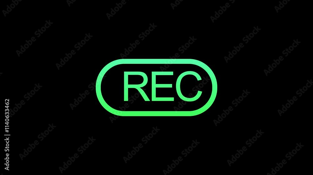 Recording icon glowing outline active recording status, media ...
