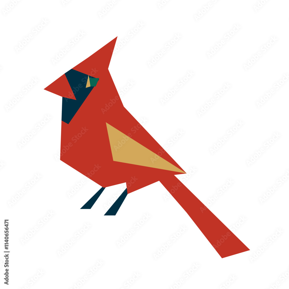 Northern cardinal bird in flat style. Red Christmas bird. Stylized and ...