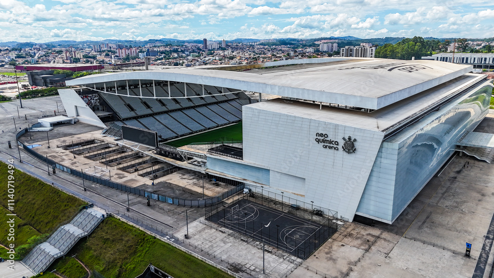 Vista externa da Neo Química Arena, em Itaquera, São Paulo, Brasil ...