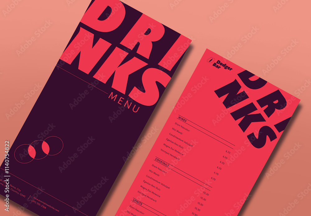 Purple and Red Minimal Drinks Menu Stock Template | Adobe Stock