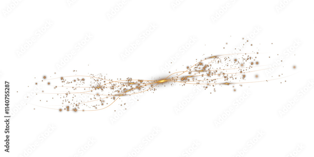 Gold curved light line, rope, spiral, tape. Smooth festive gold line ...