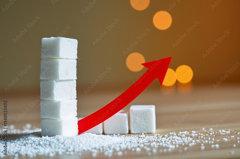 Visual Representation of Sugar Consumption Growth with Cubes and Arrow ...