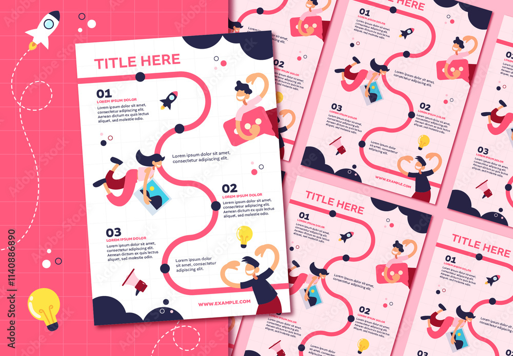 Modern Flat Style Infographic Process Flow Poster Design Stock Template ...