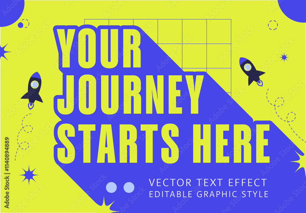 Blue and Yellow Futuristic Space Adventure Text Effect Stock Template ...