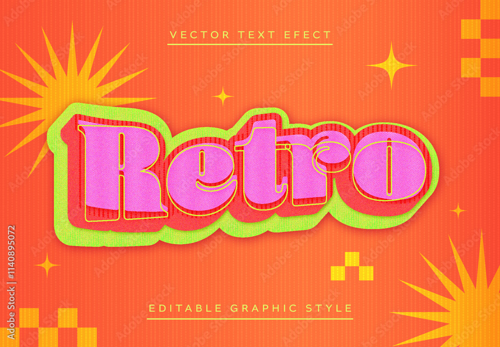 Pink and Green Retro Layered Bold Text Effect Stock Template | Adobe Stock