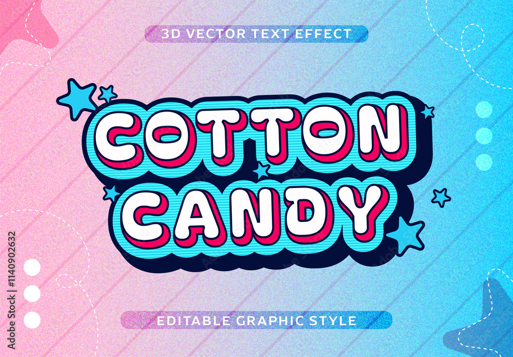 Pink And Blue Playful Font Sweet Bubble Cute Text Effect Stock Template ...